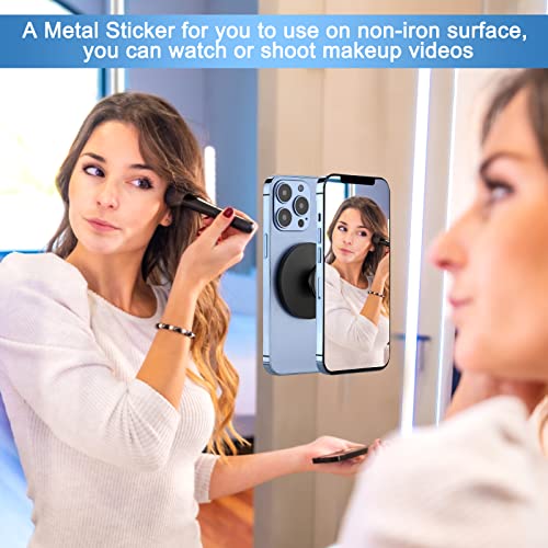 Aerbeis Gym Magnetic Phone Holder Adapter - Double Sided Magnetic Phone Mount Compatible with MagSafe iPhone 14 13 12 Pro Max Plus Mini, 360° Adjustable Holder for Any Phone Video Recording