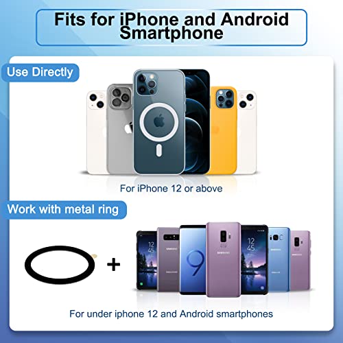 Aerbeis Gym Magnetic Phone Holder Adapter - Double Sided Magnetic Phone Mount Compatible with MagSafe iPhone 14 13 12 Pro Max Plus Mini, 360° Adjustable Holder for Any Phone Video Recording