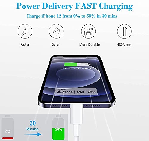 [Apple MFi Certified] iPhone Fast Charger, Veetone 2 Pack 20W USB C Power Delivery Wall Charger Plug with 6FT Type C to Lightning Quick Charge Sync Cable for iPhone 14/13/12/11/XS/XR/X/SE/iPad/AirPods