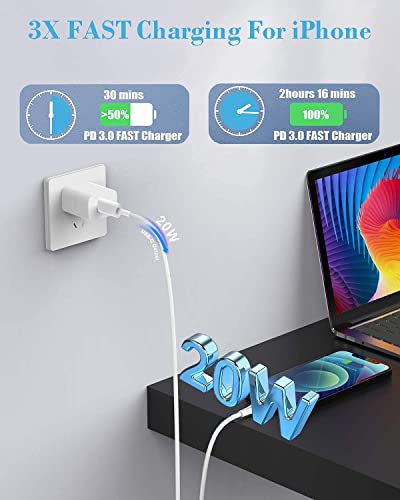 [Apple MFi Certified] iPhone Fast Charger, Veetone 2 Pack 20W USB C Power Delivery Wall Charger Plug with 6FT Type C to Lightning Quick Charge Sync Cable for iPhone 14/13/12/11/XS/XR/X/SE/iPad/AirPods