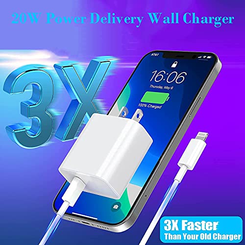 [Apple MFi Certified] iPhone Fast Charger, Veetone 2 Pack 20W USB C Power Delivery Wall Charger Plug with 6FT Type C to Lightning Quick Charge Sync Cable for iPhone 14/13/12/11/XS/XR/X/SE/iPad/AirPods