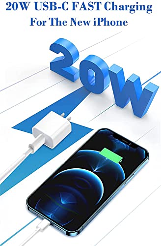 [Apple MFi Certified] iPhone Fast Charger, Veetone 2 Pack 20W USB C Power Delivery Wall Charger Plug with 6FT Type C to Lightning Quick Charge Sync Cable for iPhone 14/13/12/11/XS/XR/X/SE/iPad/AirPods