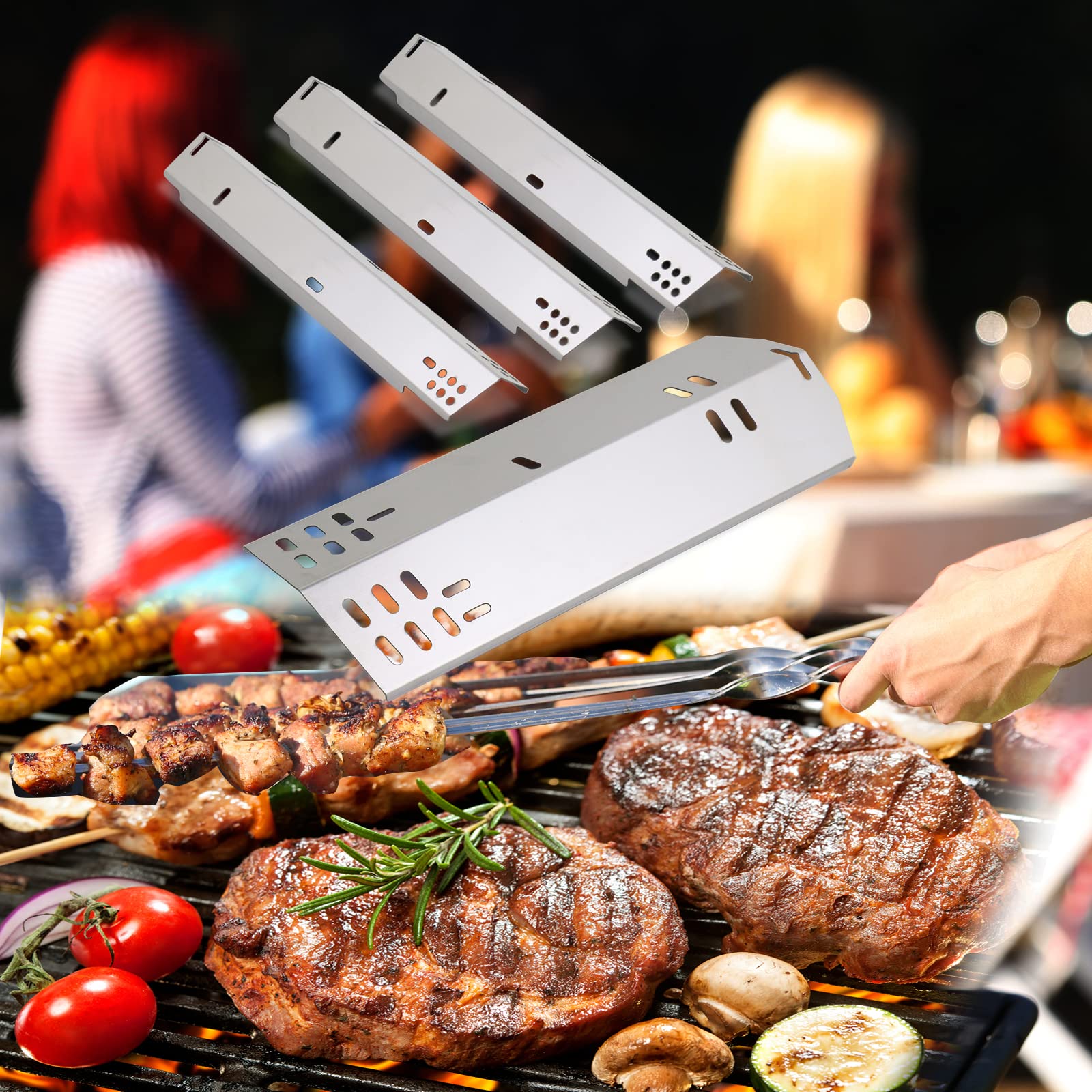 Zemibi Grill Heat Plate Replacement for Dyna-Glo DGH450CRP, Heat Shield Replacement Part for Dyna-Glo 4 Burner Gas Grill, Stainless Steel Heat Tent, 4 Pack