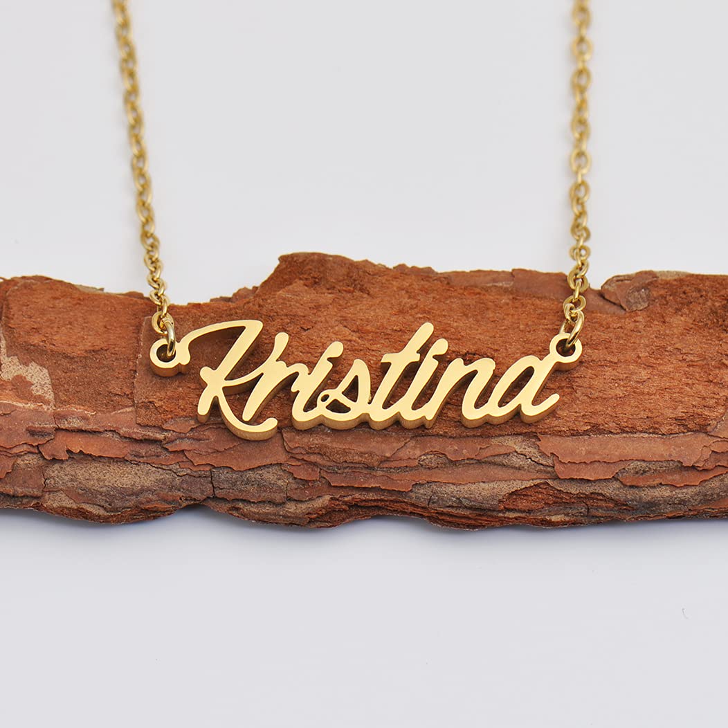 Caroline Name Tag Necklaces for Her His Friends Familys Relationship Memory Jewelry Gift