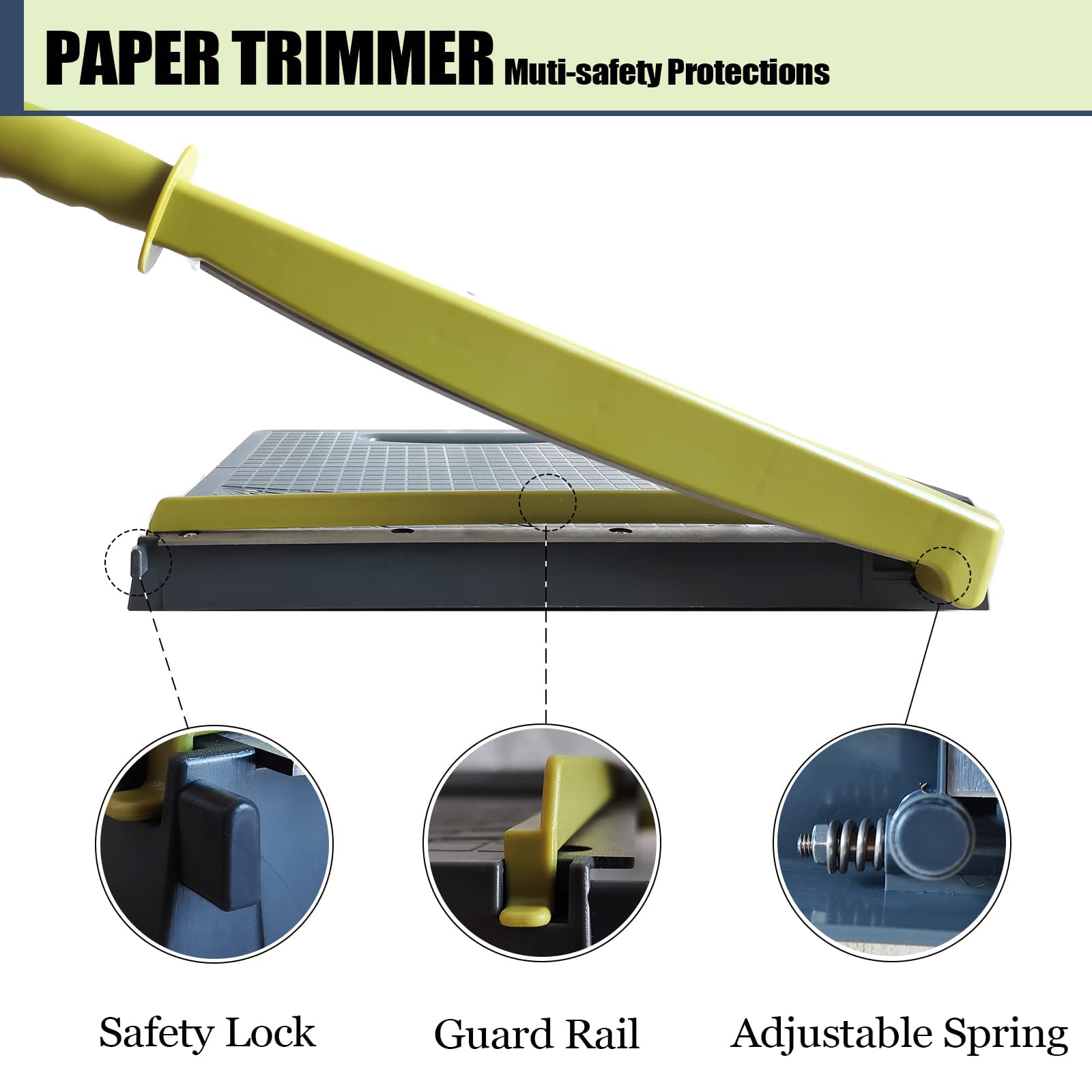 12" Cut Length Guillotine Paper Trimmer, 16 Sheets Capacity Paper Cutter for Paper Photo Card Stock,Handhold Folding Gridded Photo Cutter