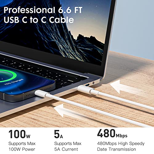 2 Port 108W 12W QC 96W USB C Charger for MacBook Air/MacBook Pro,Compatible with iPad Pro,Charger with 2M USB C to C Charging Cable