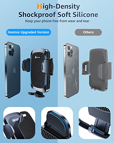 Humixx Phone Mount for Car [Military-Grade Super Suction] Universal Hands-Free Car Phone Holder Mount for Dashboard Windshield Air Vent Car Mount for iPhone 14 Pro Max Plus Samsung All Phones & Cars
