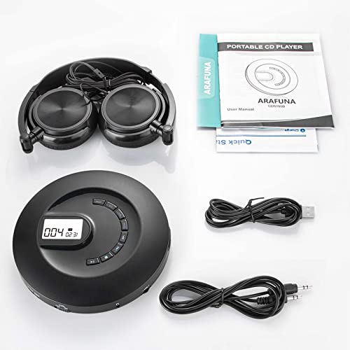 CD Player Portable, Rechargeable Portable CD Player for Car and Travel, Walkman CD Player with Headphone and Anti-Skip/Shockproof, Personal CD Player with LCD Display, AUX Cable, Backlight