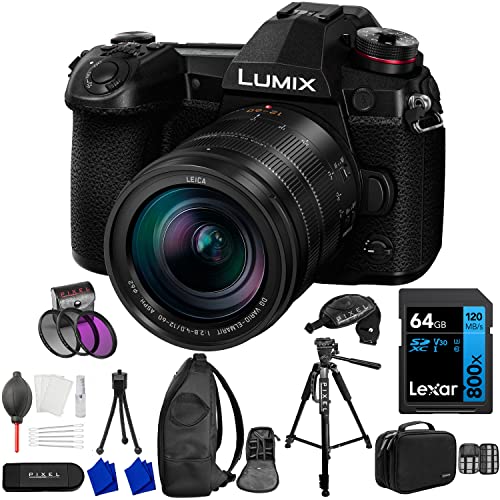 Panasonic Lumix G9 Mirrorless Camera, 20.3 Megapixels Plus 80 Megapixel High-Resolution Mode with Leica Vario-Elmarit 12-60mm F2.8-4.0 Lens, 3", Black | DC-G9LK | Extended 3 Years Panasonic Warranty