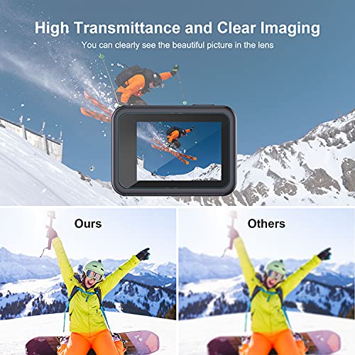 Accessories Kit for GoPro Hero 8 Black, Silicone Rubber Protective Case with Stretchable Lanyard + 6Pcs Ultra Clear Tempered Glass Screen Protector for Go Pro 8