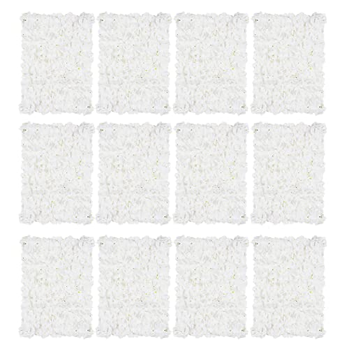Flower Wall Panels Backdrop Décor: Blosmon White Artificial Floral Backdrop for Wedding Party Baby Bridal Shower, 12 Pcs Hanging 3D Fake Hydrangea Wall Decoration, Silk Faux Hydrangea Flower