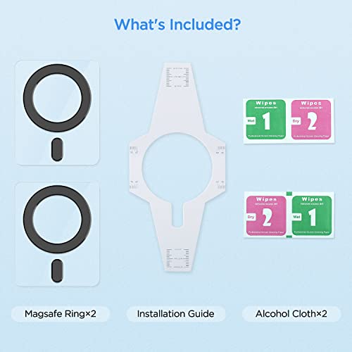 OUTXE Magnetic Adapter Ring 2 Pack, Universal Magnet Sticker Compatible with Magsafe Accessories & Wireless Charging for iPhone 14/13/12/11 Mini Pro Max, Galaxy S22/S21 Fe Ultra and Phone Case -Black