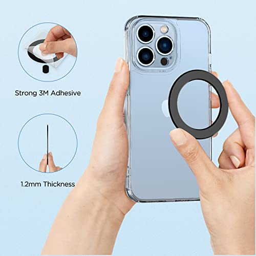 OUTXE Magnetic Adapter Ring 2 Pack, Universal Magnet Sticker Compatible with Magsafe Accessories & Wireless Charging for iPhone 14/13/12/11 Mini Pro Max, Galaxy S22/S21 Fe Ultra and Phone Case -Black