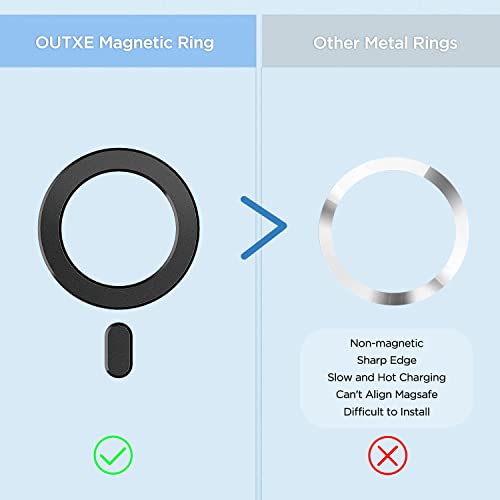 OUTXE Magnetic Adapter Ring 2 Pack, Universal Magnet Sticker Compatible with Magsafe Accessories & Wireless Charging for iPhone 14/13/12/11 Mini Pro Max, Galaxy S22/S21 Fe Ultra and Phone Case -Black