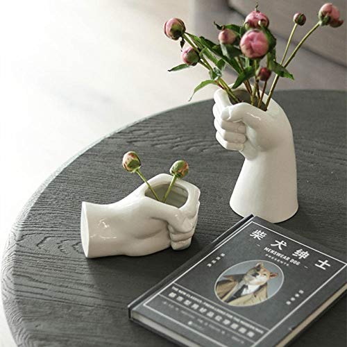 Statue Ceramic Vase Fisting Vase White Ceramic Flower Pot Flower Arrangement Home Living Room Modern Decorative-A_As_Shown