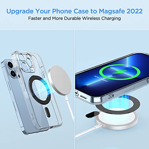 OUTXE Magnetic Adapter Ring 2 Pack, Universal Magnet Sticker Compatible with Magsafe Accessories & Wireless Charging for iPhone 14/13/12/11 Mini Pro Max, Galaxy S22/S21 Fe Ultra and Phone Case -Black