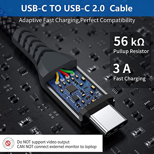 2Pack 10ft Long USB C to USB C Cable Charger Cord for Samsung Galaxy S23/S23 Plus/S23 Ultra/S22/S22+/S21 FE 5G/S20,Note 20 Ultra/10 A53,Google Pixel 6 7 Pro/4A 5G/5 4XL,60W(20V 3A)Fast Charge Charging