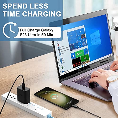 Samsung 45W Super Fast Charger,USB C Super Fast Charging Wall Charger for Samsung Galaxy S23 Ultra/S23/S23+/S22/S22+/S22 Ultra/S21/S21 Ultra/S20/Note 20/Galaxy Tab S7/S8/S8 Ultra with 6ft Type C Cable