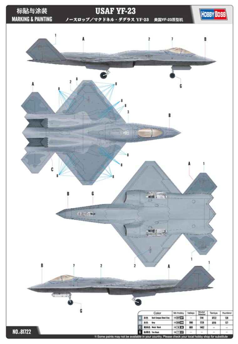 Hobby Boss US YF-23 Prototype Airplane Model Building Kit