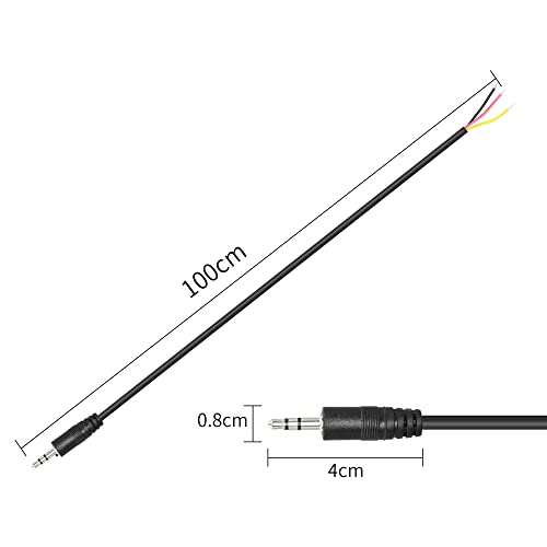 RIIEYOCA Replacement 3.5mm Male Plug to Bare Wire Open End 1/8" TRS 3 Pole Stereo Audio Cable for Audio Equipment Installed or Earphone Microphone Cable Repair,1M(4 Pack)