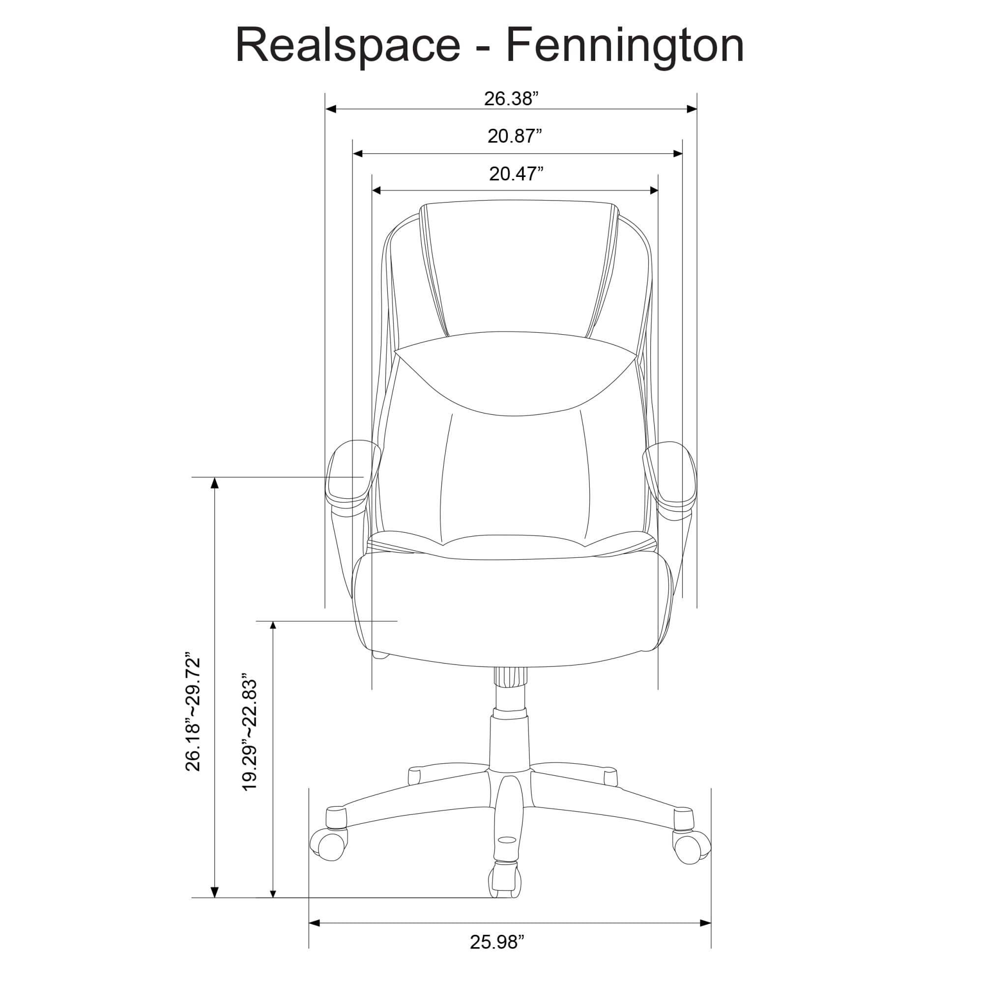 RealspaceĀ® Fennington Bonded Leather High-Back Chair, Black