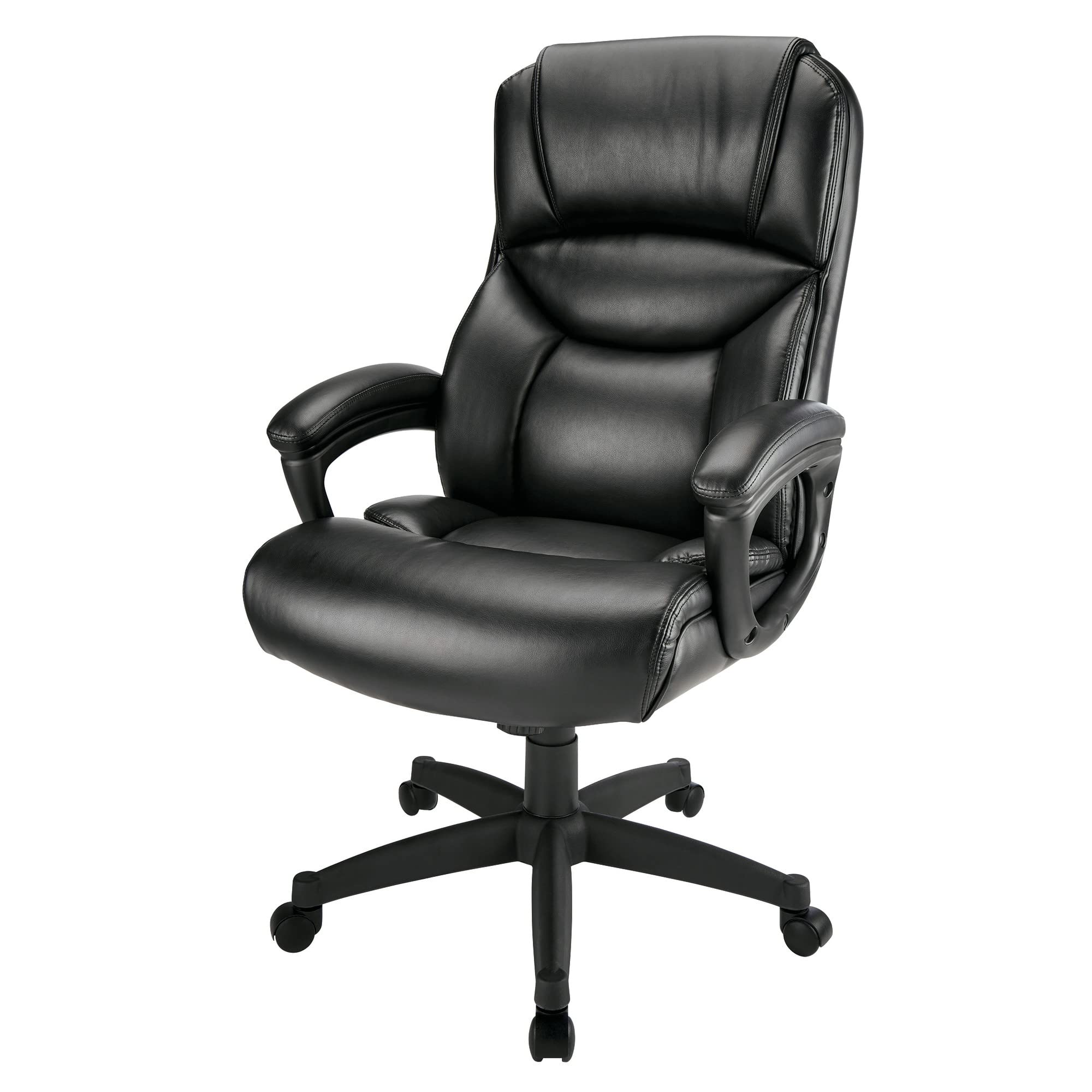 RealspaceĀ® Fennington Bonded Leather High-Back Chair, Black