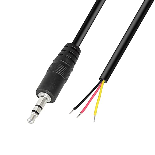 RIIEYOCA Replacement 3.5mm Male Plug to Bare Wire Open End 1/8" TRS 3 Pole Stereo Audio Cable for Audio Equipment Installed or Earphone Microphone Cable Repair,1M(4 Pack)