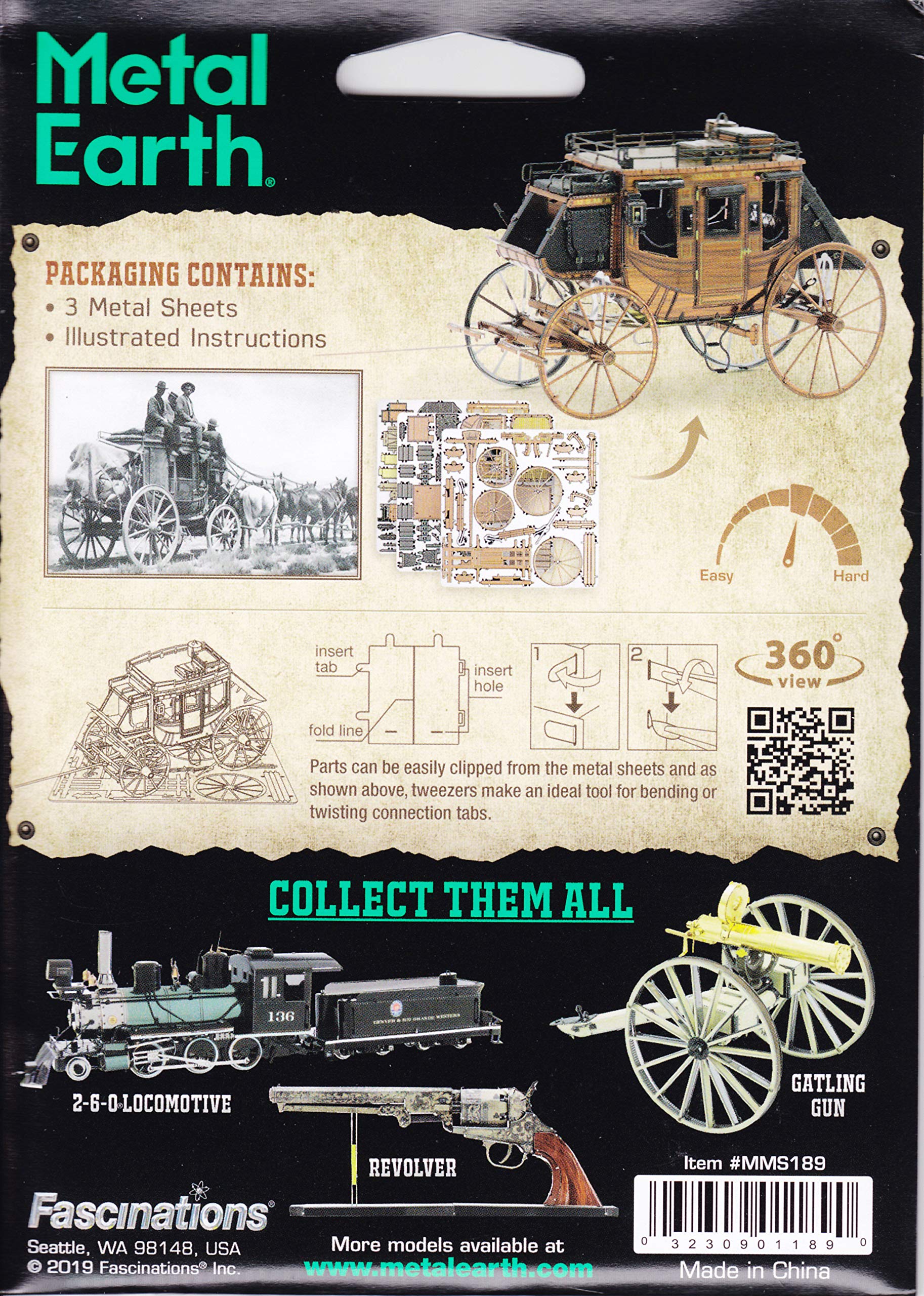 Fascinations Metal Earth Wild West Stagecoach 3D Metal Model Kit