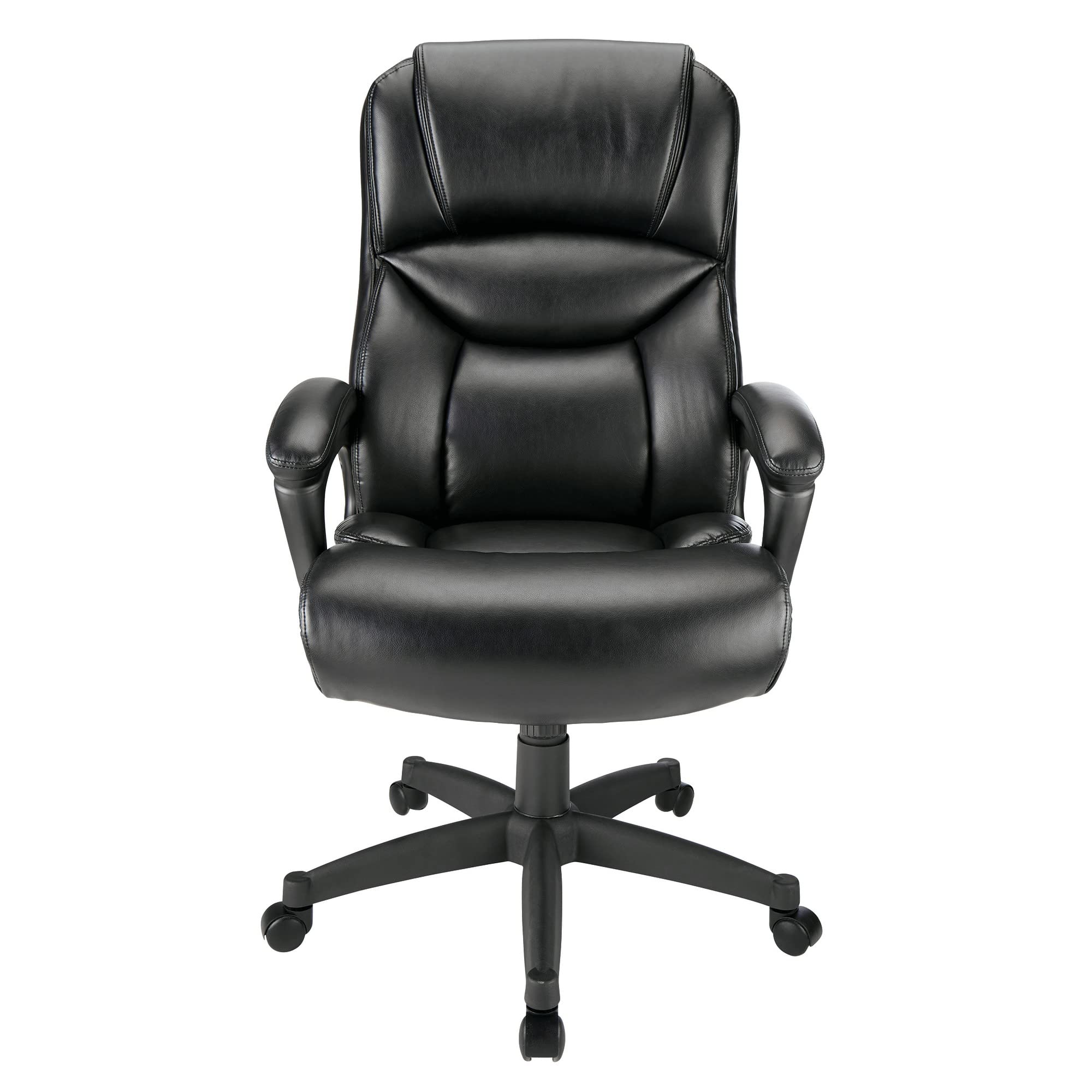 RealspaceĀ® Fennington Bonded Leather High-Back Chair, Black