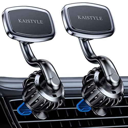 【 2 - PACK 】 Magnetic Phone Mount for Car Vent,【Upgraded Clip】 Car Magnetic Phone Holder, 【Strong Magnet 】【 360° Rotation 】 Magnetic Air Vent Phone Holder for car Fits iPhone Samsung, etc Cell Phone