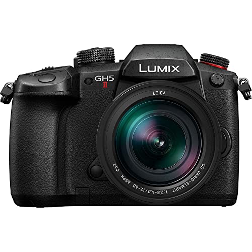 Panasonic Lumix GH5 II Mirrorless Camera with 12-60mm Lens (DC-GH5M2LK) + Sony 64GB Tough SD Card + Filter Kit + Wide Angle Lens + Telephoto Lens + Lens Hood + Charger + Card Reader + More (Renewed)