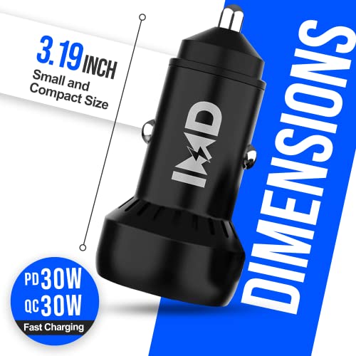 USB Type-C Car and USB Charger Car Accessories β 60W Dual Ports Type-C Cell Phone and USB Charger β Lighter USB Charger Compatible with iPhone, Samsung, Tablet β Fast Charge and Reliable Connection