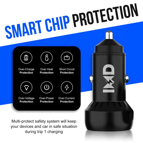 USB Type-C Car and USB Charger Car Accessories β 60W Dual Ports Type-C Cell Phone and USB Charger β Lighter USB Charger Compatible with iPhone, Samsung, Tablet β Fast Charge and Reliable Connection