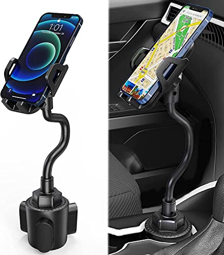 Cup Phone Holder for Car, Car Cup Holder Phone Mount with 360° Rotation Adjustable Long Gooseneck, Car Phone Holder Mount for All Smartphones Cup Holder Phone Holder