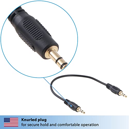 valonic Short Audio Cable - 0.6ft - 3,5mm - AUX Cord for car, TV or Phone - Male to Male - Black