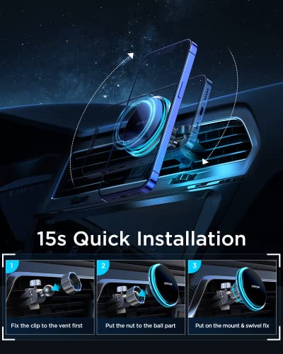 Design for Magsafe Car Mount Charger, [2-Layer Magnets Lock][for 99% Vent] Wireless Car Charger Magnetic, [5s Install] for Magsafe Car Charger, Magnet Car Fast Charger for iPhone 14/13/12 Series