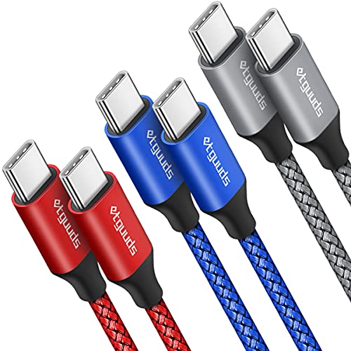 etguuds USB C to USB C Cable [3ft, 3-Pack], PD 60W Fast Charge Type C to Type C Charging Cord Compatible with Samsung Galaxy S21 S21+ S20 S20+ Ultra S10 Note 20 5G, Pixel 5 4 4a 3 3a 2 XL, Switch etc