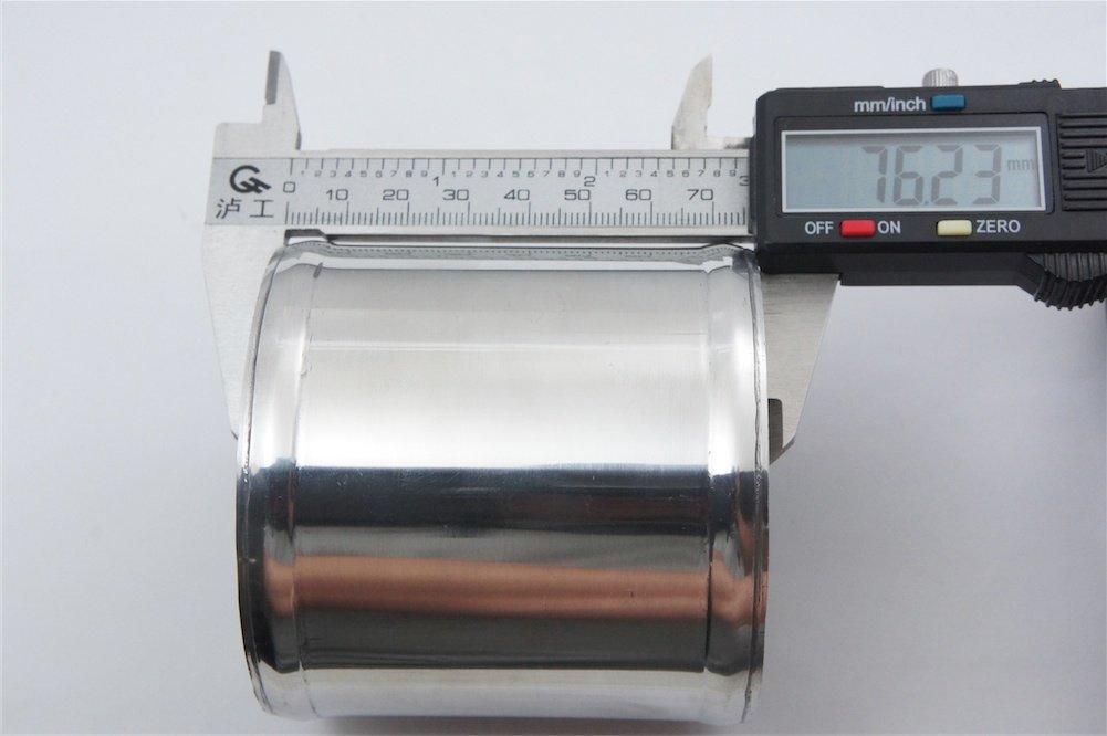 Autobahn88 Aluminum Alloy Hose Joiner Pipe, OD= 2.36" (60mm), L 3" (76mm), Glossy Polished, Includes 2 G-Clamps