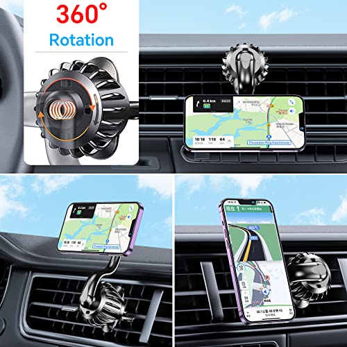 Kaistyle Magnetic Phone Mount, [Upgraded Clip] Unobstructed Car Vent Phone Mount [360° Rotate Arm] Cell Phone Holder for Car, Phone Car Holder Compatible with 4-6.7 inch Smartphone and Tablets