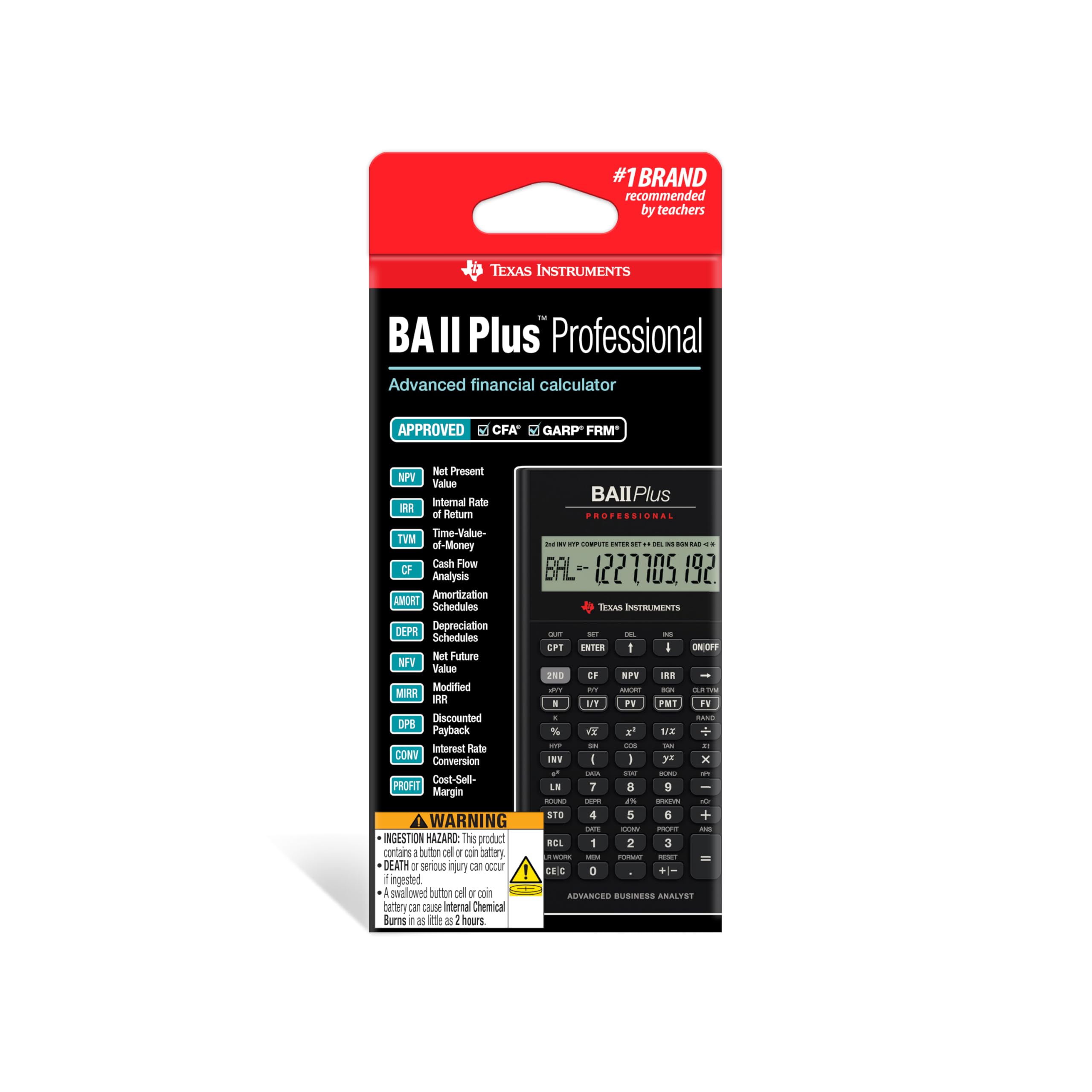 Texas Instruments BA II Plus Professional Financial Calculator Silver 9.8 Inch