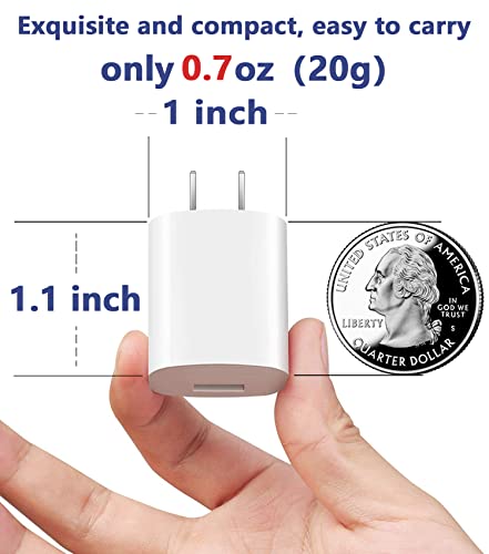 USB Wall Charger,Small iPhone Charger Box,Travel Plug Cube 5W Power Adapter for iPhone SE 2020/12 Pro Max/11 Pro Max/XR/X/8 Plus/7/6S/6S/6/5,Samsung Galaxy S7/S6/S5 Edge,LG,HTC,Huawei,Moto,Kindle