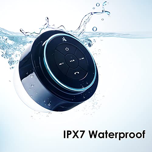 XLEADER Shower Speaker, IPX7 Certified Waterproof Bathroom Speaker, Girl Women Kids Shower Gift, SoundAngel Mate 5W Bluetooth Speaker with Suction Cup Mic, Mini Wireless Speaker for iPhone iPad Pool