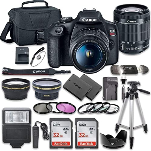 Canon EOS Rebel T7 DSLR Camera Bundle with Canon EF-S 18-55mm is II Lens Bundle + 2pc SanDisk 32GB Memory Cards + Accessory Kit