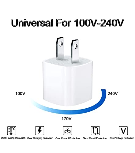 USB Wall Charger,Small iPhone Charger Box,Travel Plug Cube 5W Power Adapter for iPhone SE 2020/12 Pro Max/11 Pro Max/XR/X/8 Plus/7/6S/6S/6/5,Samsung Galaxy S7/S6/S5 Edge,LG,HTC,Huawei,Moto,Kindle