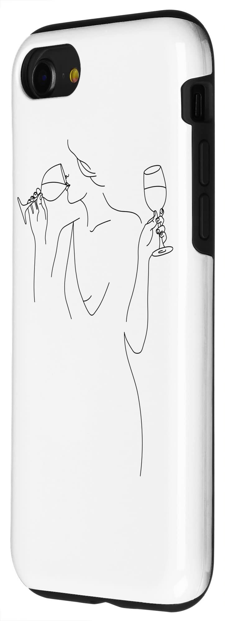 iPhone SE (2020) / 7 / 8 Double Fisting Black And White Funny Wine Lover Line Art Case