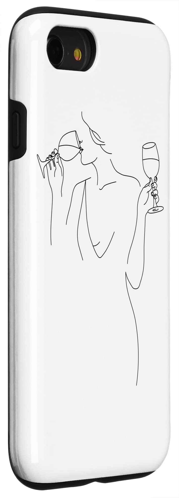 iPhone SE (2020) / 7 / 8 Double Fisting Black And White Funny Wine Lover Line Art Case
