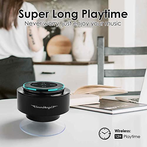 XLEADER Shower Speaker, IPX7 Certified Waterproof Bathroom Speaker, Girl Women Kids Shower Gift, SoundAngel Mate 5W Bluetooth Speaker with Suction Cup Mic, Mini Wireless Speaker for iPhone iPad Pool