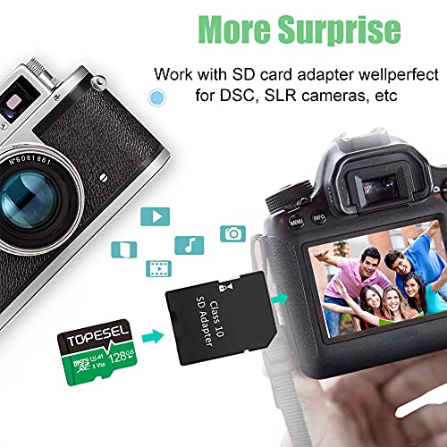 TOPESEL 128GB Micro SD Card 3 Pack Memory Cards A1 V30 U3 Class 10 Micro SDXC UHS-I TF Card for Camera/Drone/Dash Cam(3 Pack U3 128GB)