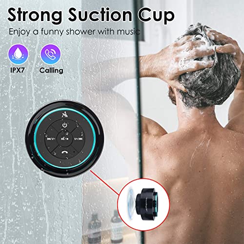 XLEADER Shower Speaker, IPX7 Certified Waterproof Bathroom Speaker, Girl Women Kids Shower Gift, SoundAngel Mate 5W Bluetooth Speaker with Suction Cup Mic, Mini Wireless Speaker for iPhone iPad Pool
