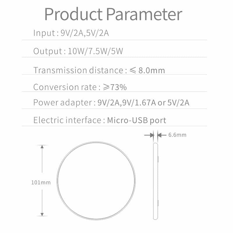 Wireless Charger PAD+External Receiver U01 for Samsung Galaxy A12 A22 A32 A42 A52 A72 4G 5G Black